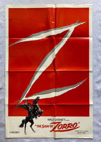 THE SIGN OF ZORRO - 27"x41" Original Movie Poster One Sheet 1978 Disney ...