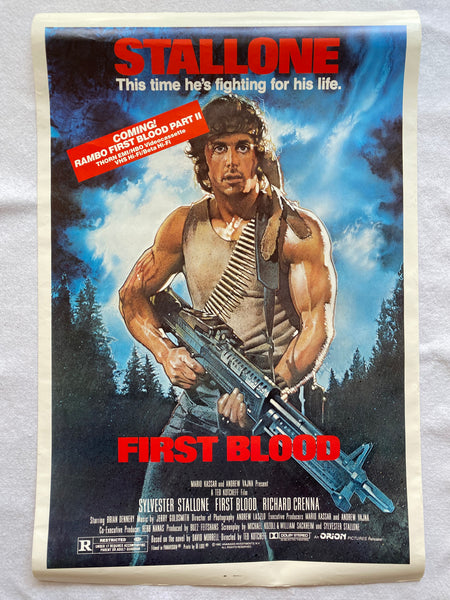FIRST BLOOD 27"X41" Original Movie Poster Video Style Rambo Stallone ...