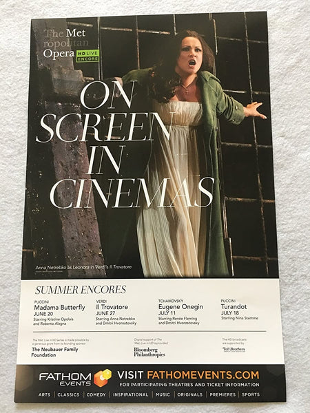 The Metropolitan Opera 11"X17" Original Promo Movie Poster Fathom 2018 ...